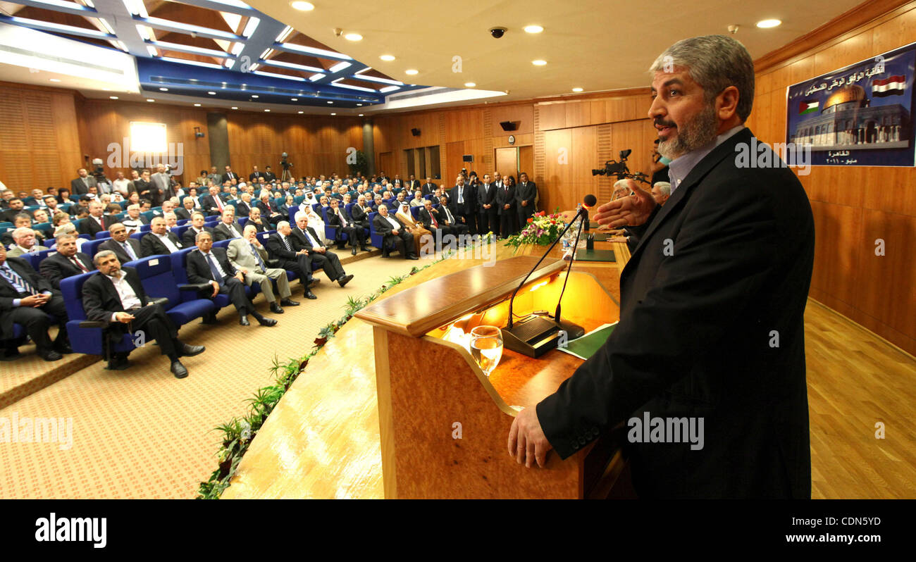 Senior Hamas leader Khaled Mashaal attends the signing of ...