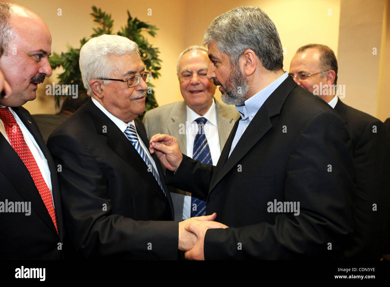 Senior Hamas leader Khaled Mashaal attends the signing of ...