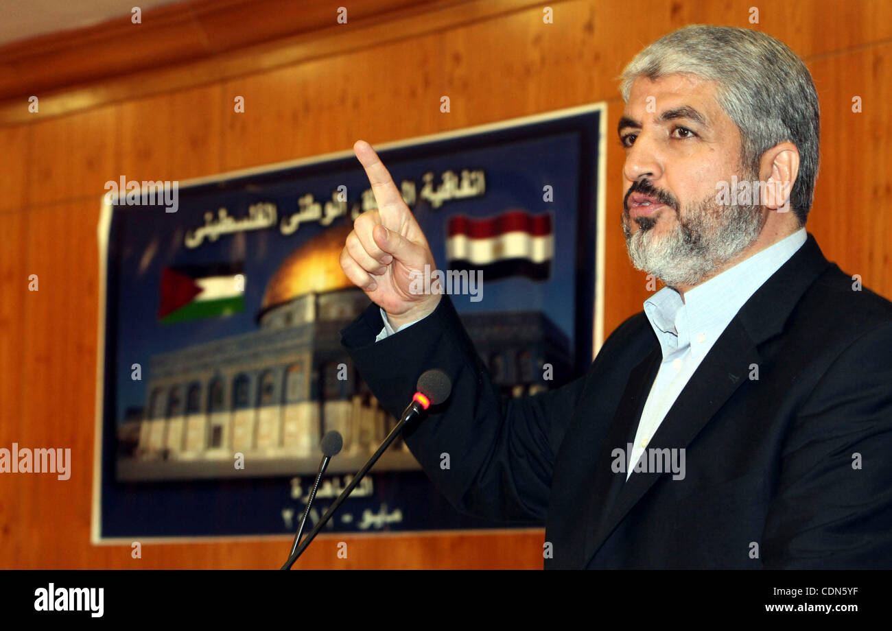 Senior Hamas leader Khaled Mashaal attends the signing of ...