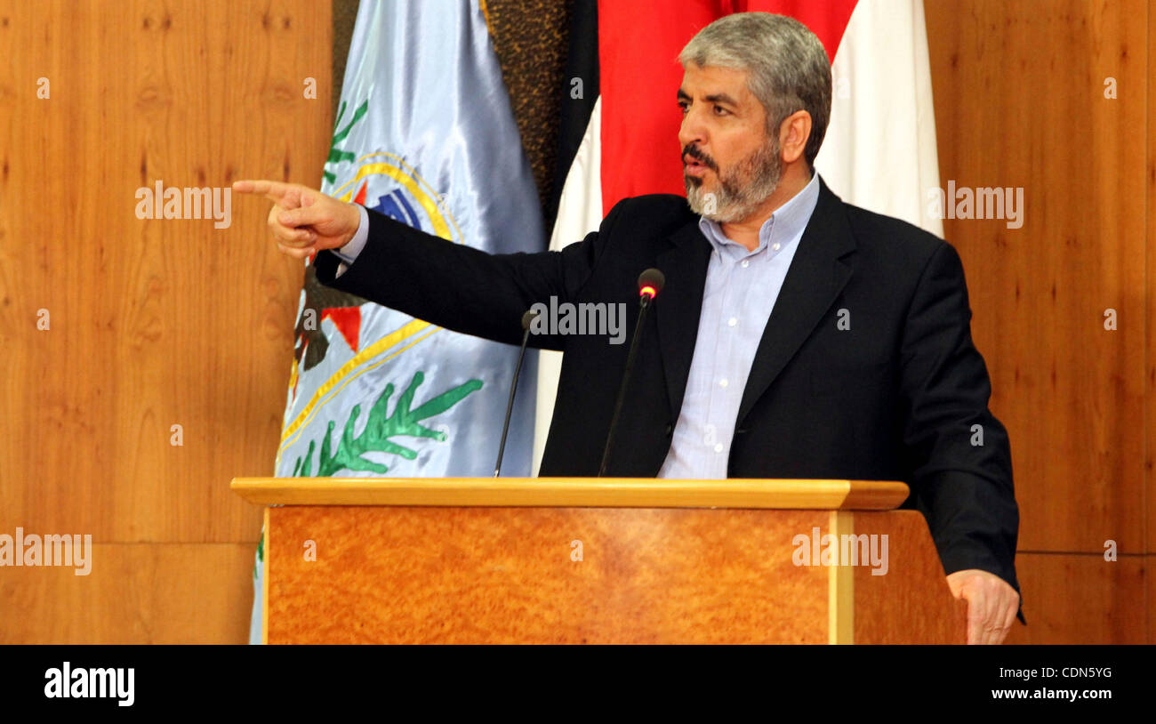 Senior Hamas leader Khaled Mashaal attends the signing of ...