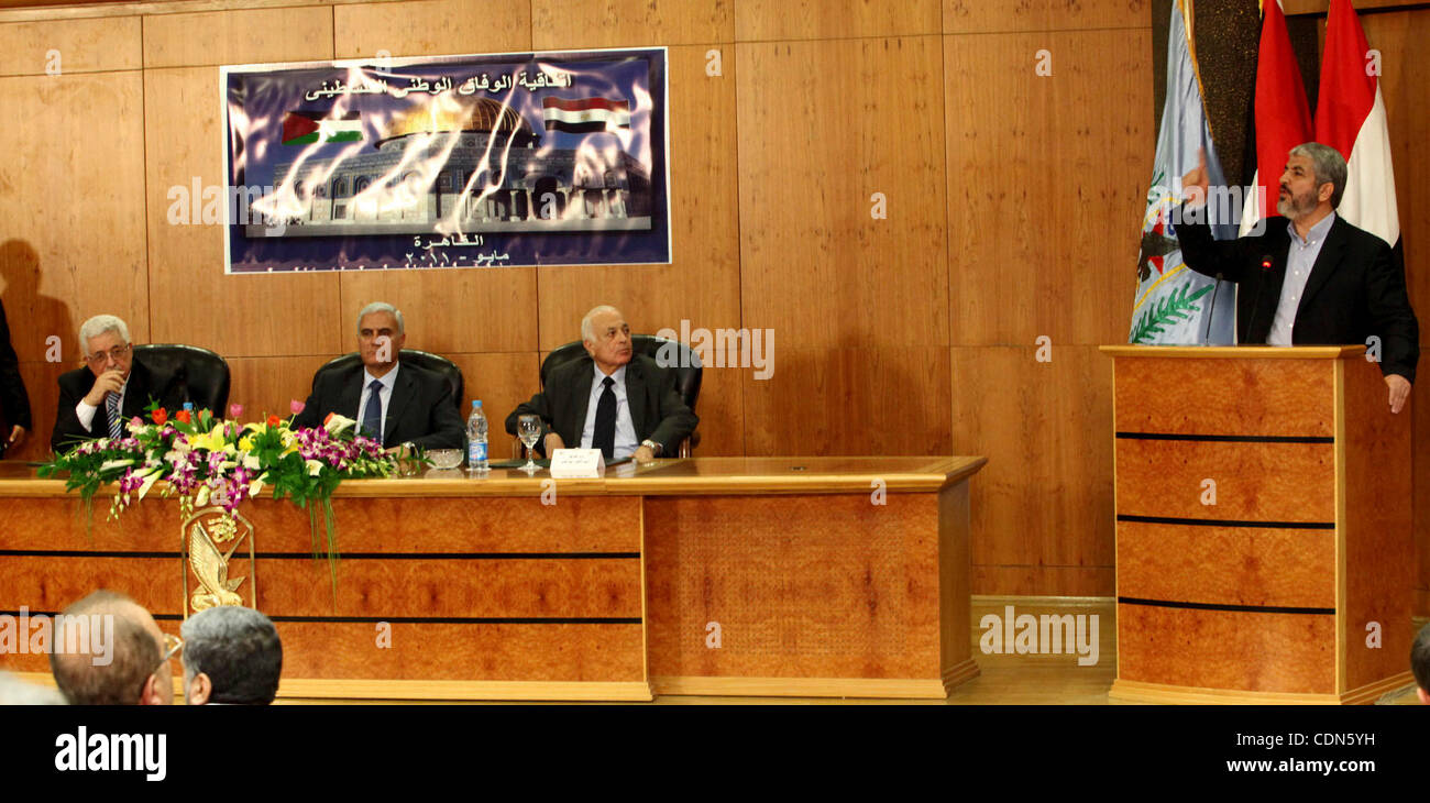 Senior Hamas leader Khaled Mashaal attends the signing of ...