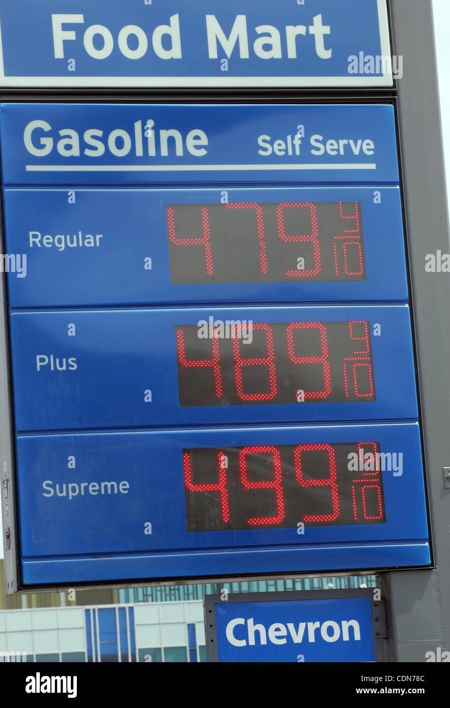 A gas station with fuel prices in the $4.00 range in Los Angeles ...