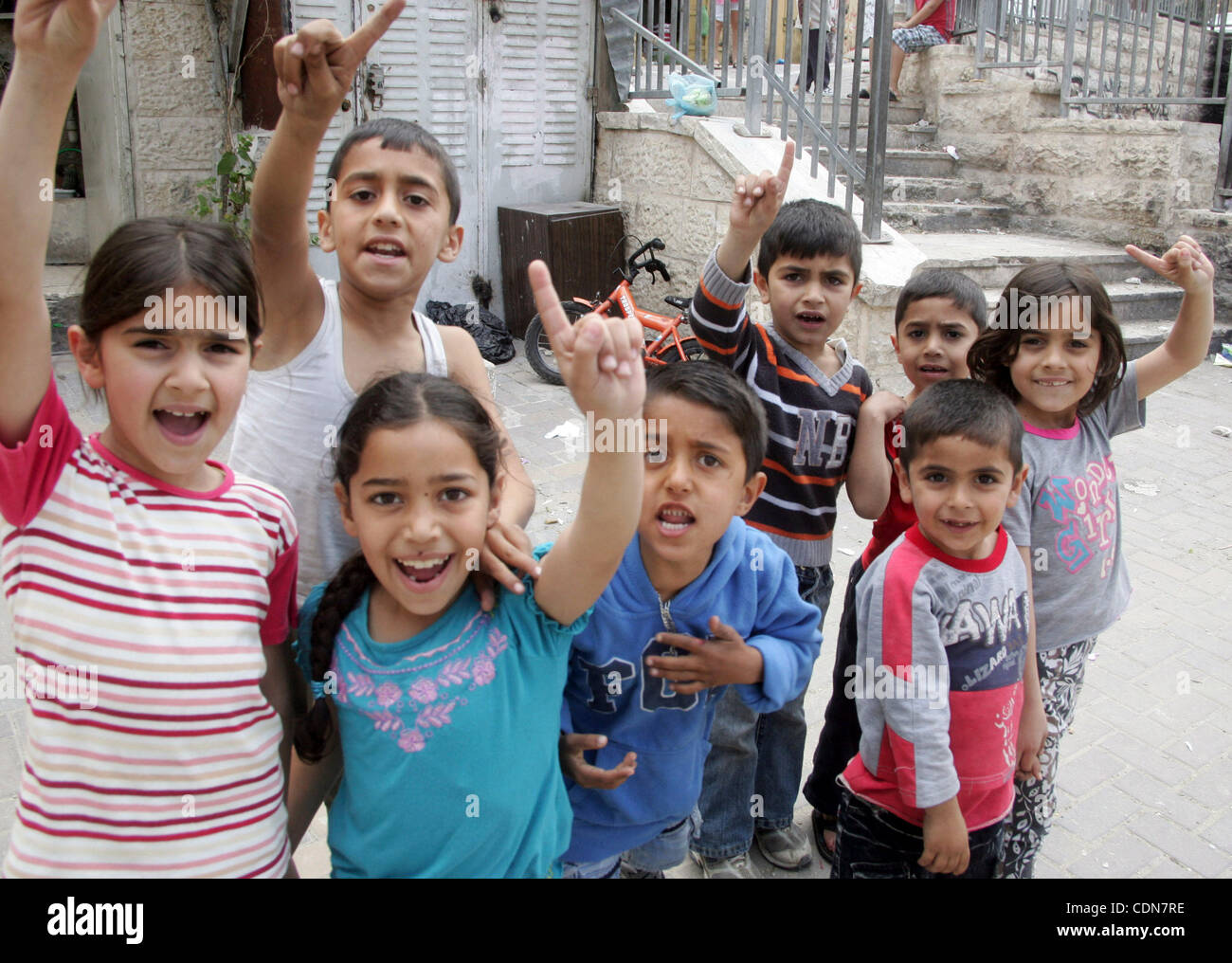 May 08, 2011 - Jerusalem, Israel - Palestinian children play in the ...