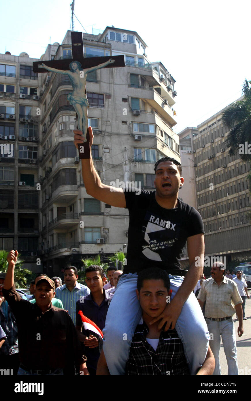 Egyptian Coptic Christians take part in a protest in front of the U.S ...