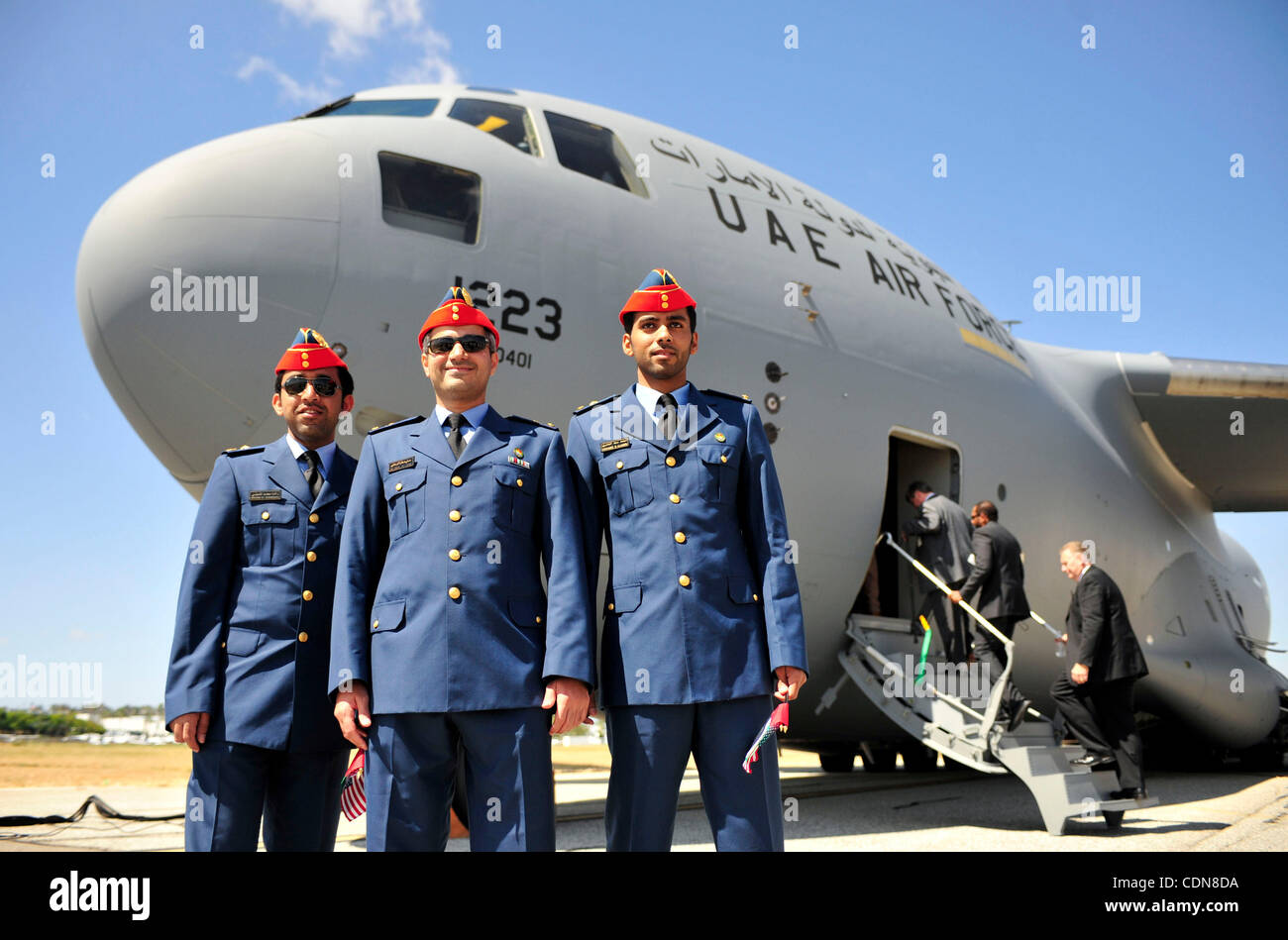 U.A.E. Air Force members Rashed M. Alshemeli, Ali Hilal Al-Zaabi, and ...