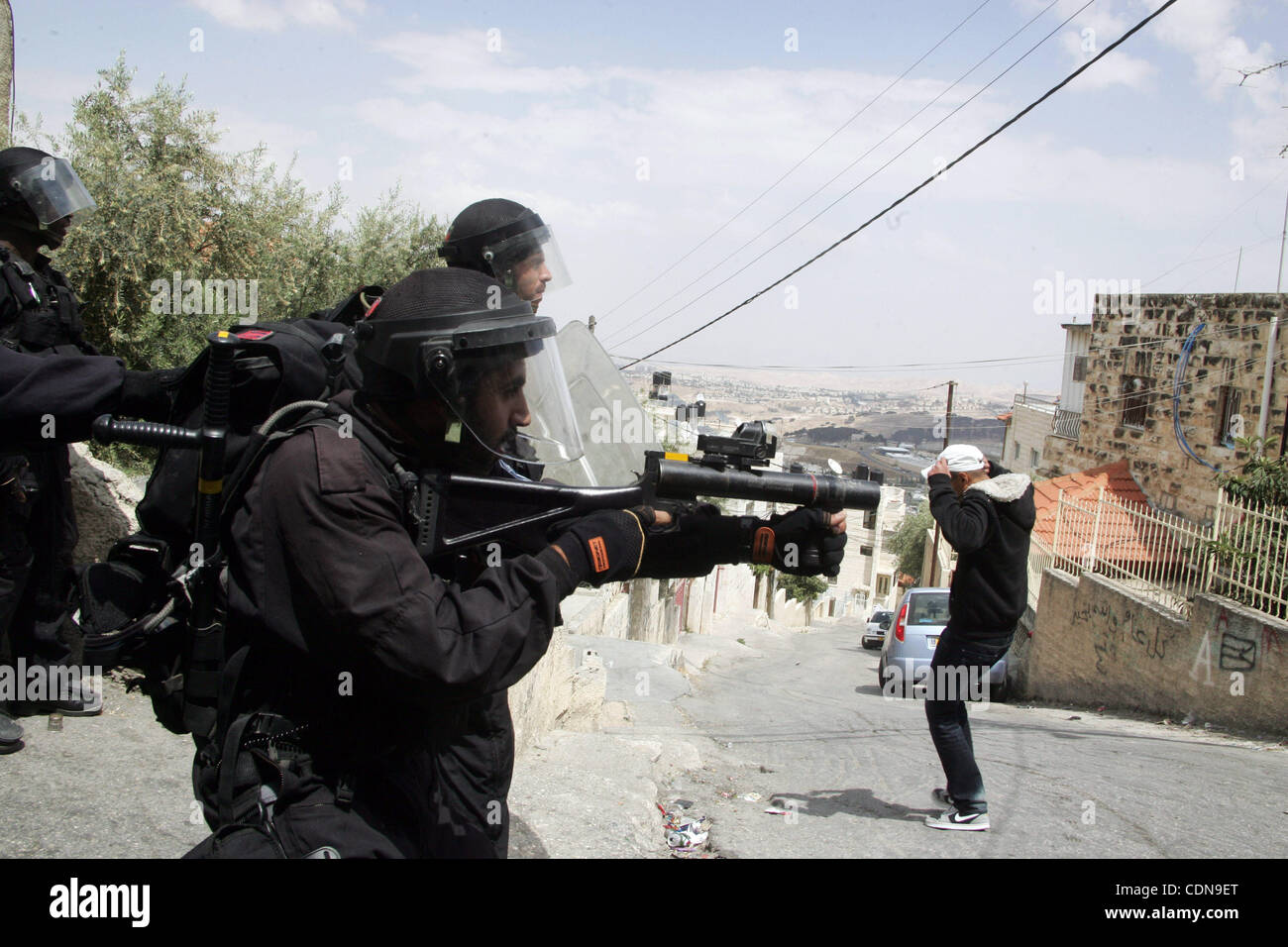 Palestinian policemen patrol hi-res stock photography and images - Alamy