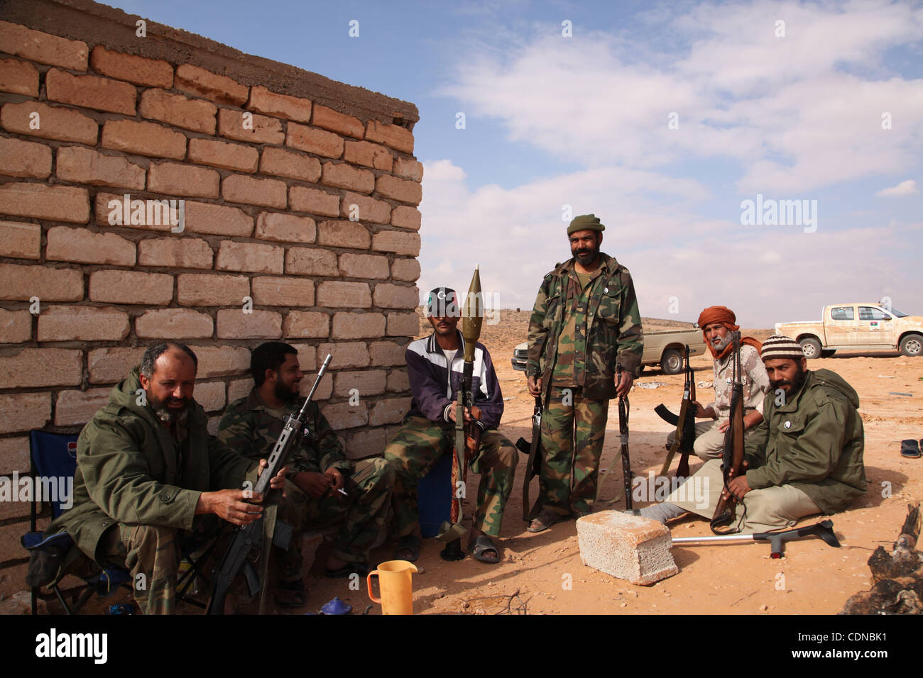 May 19, 2011 - Zintan, Libya - Rebels having a break from the battle in ...