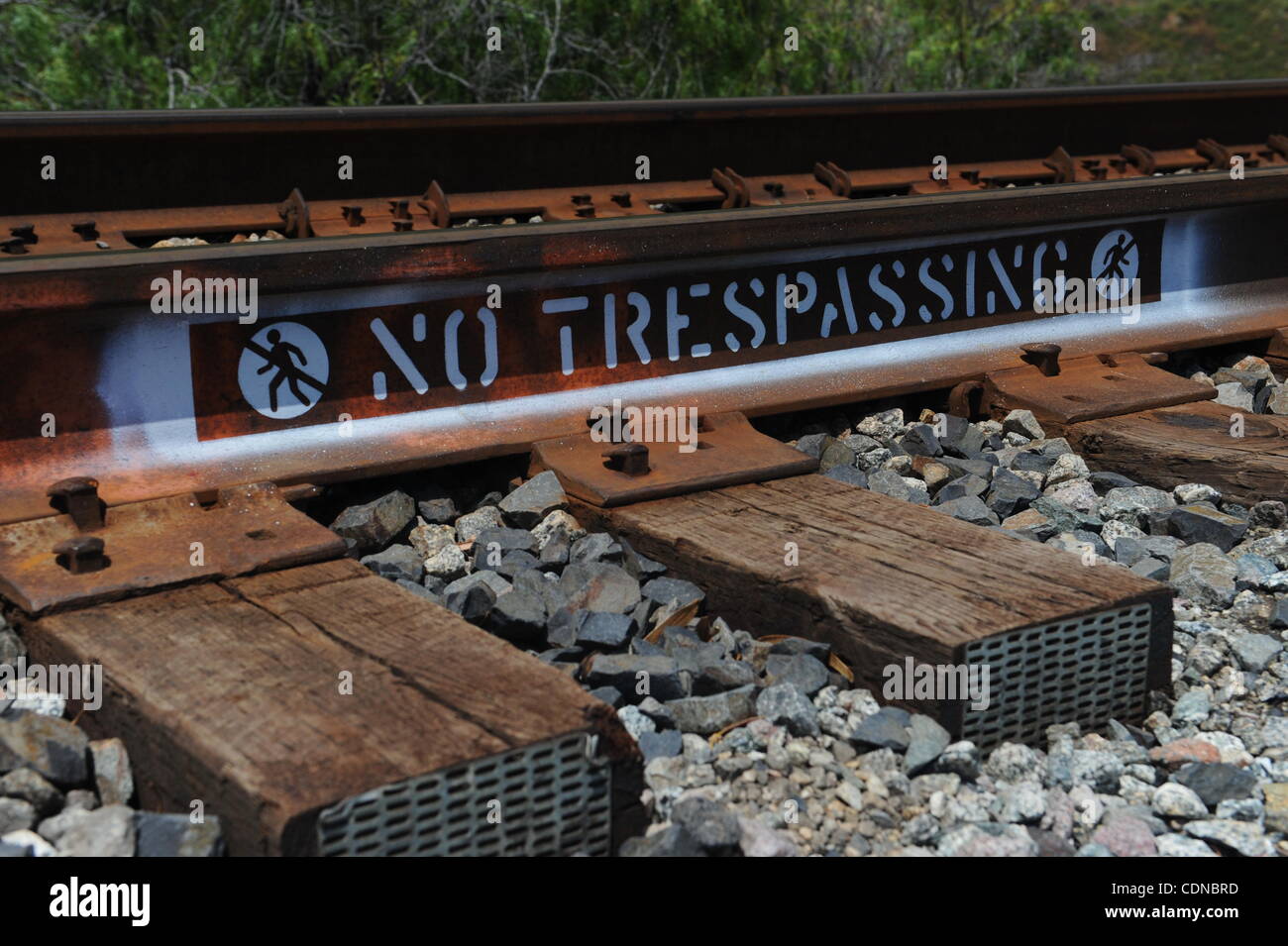 No trespassing sign on railroad hi-res stock photography and images - Alamy