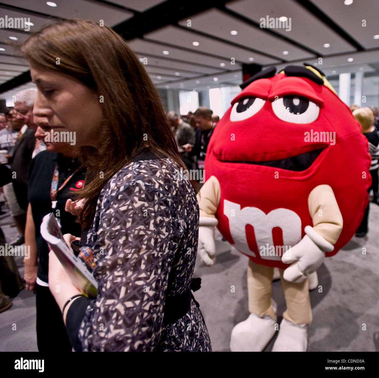 May 24, 2011 - Chicago, IL, USA - The M&M's mascot waits in line to ...