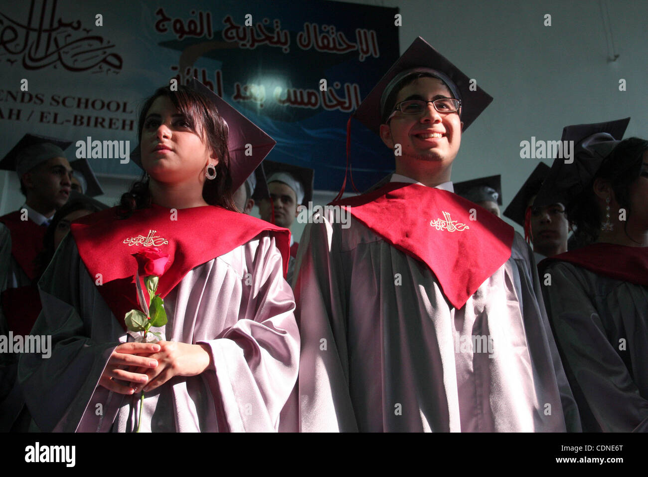 Palestinian students during the graduation ceremony at a "Friends" in ...
