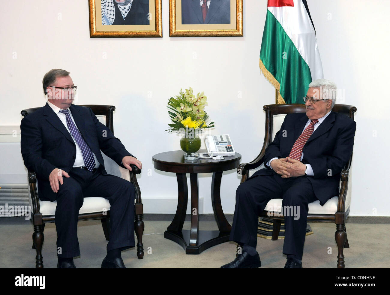 Palestinian President Mahmoud Abbas (Abu Mazen) during a meeting with ...
