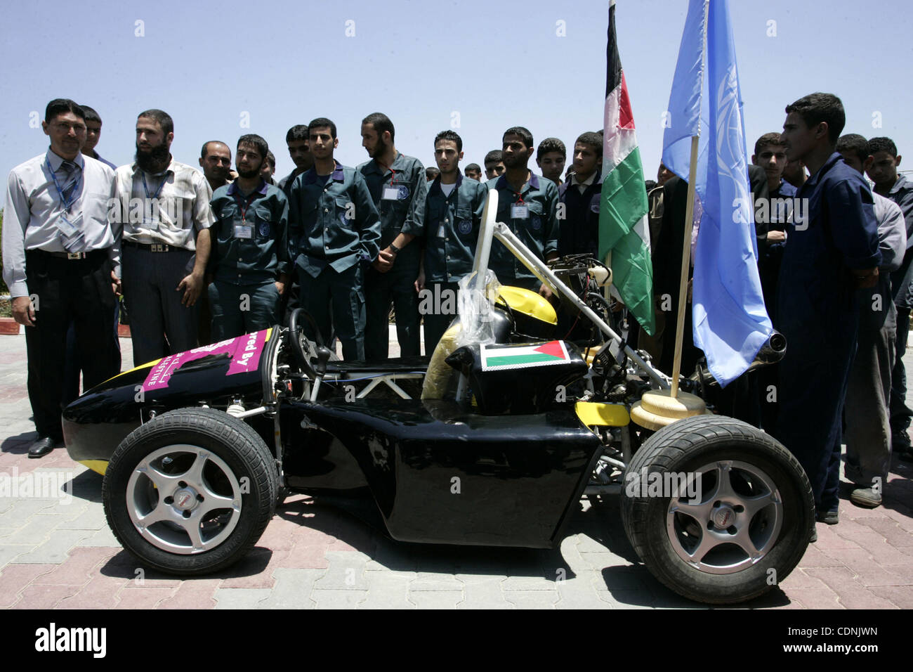 Palestinian students test their Formula 1-style racing car, made from ...