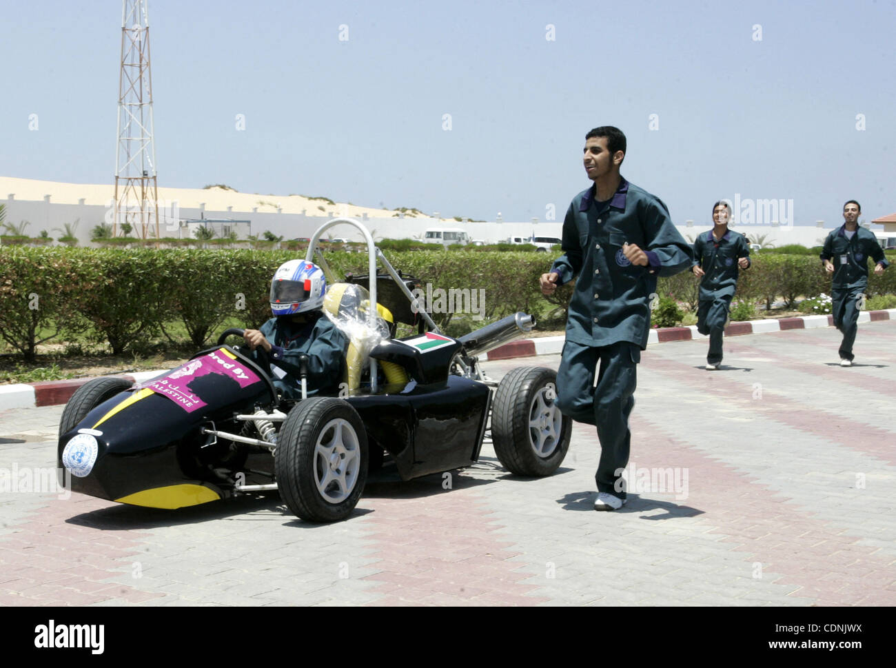 Palestinian students test their Formula 1-style racing car, made from ...