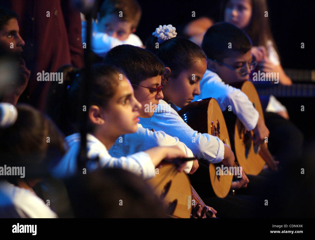 Blind Palestinian children sing and play on the musical instruments ...