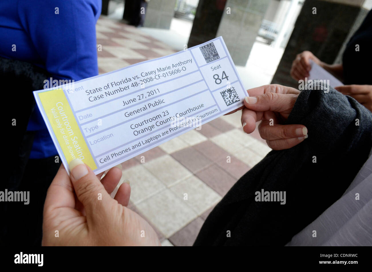 June 27, 2011 - Orlando, Florida, U.S. - A spectator shows her entrance ...