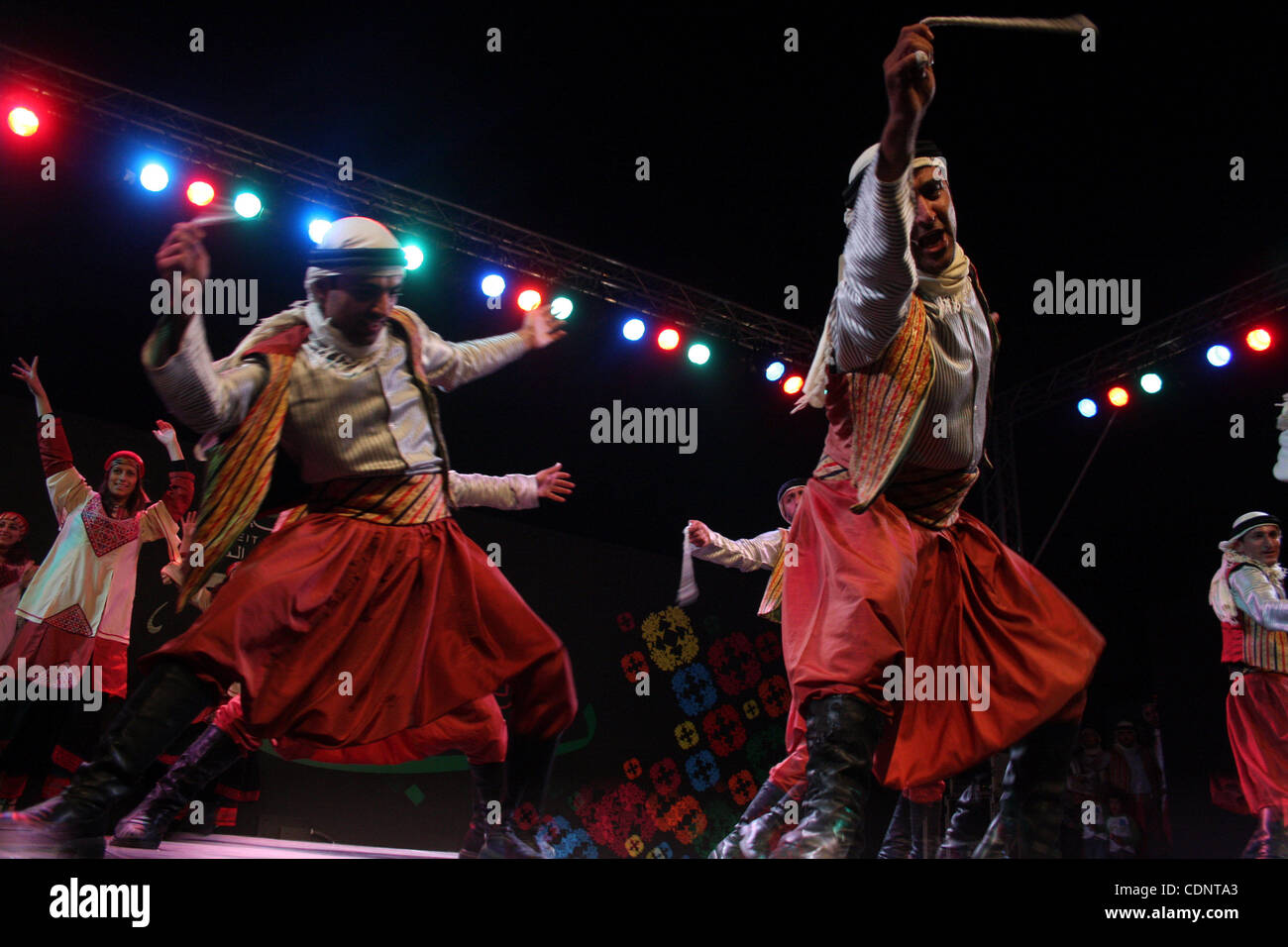 Palestinian dancers from the Wishah Popular Dance Troupe perform the ...