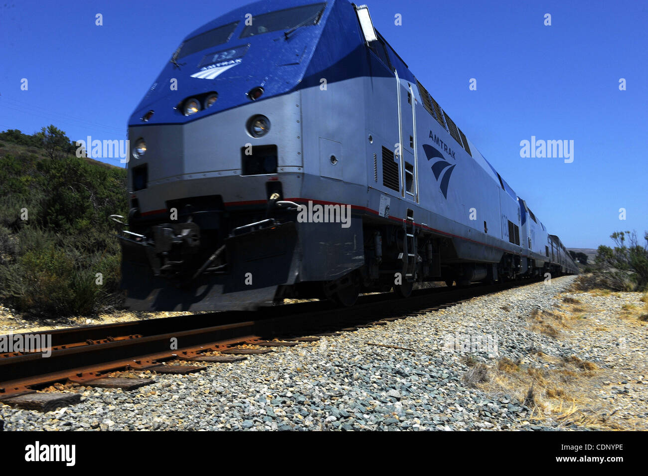 The Amtrak train travels along the beautiful California coast near ...