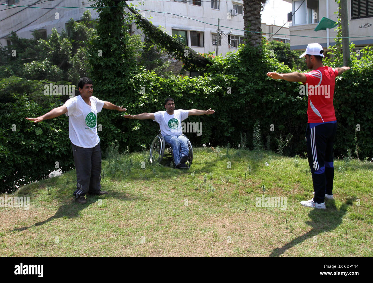 Palestinian members of the Olympic team for the disabled participate in ...