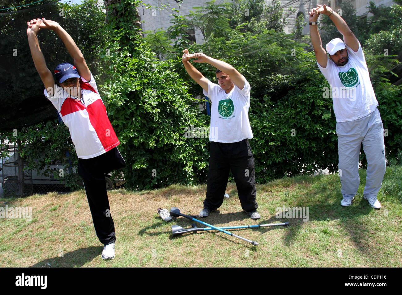 Palestinian members of the Olympic team for the disabled participate in ...