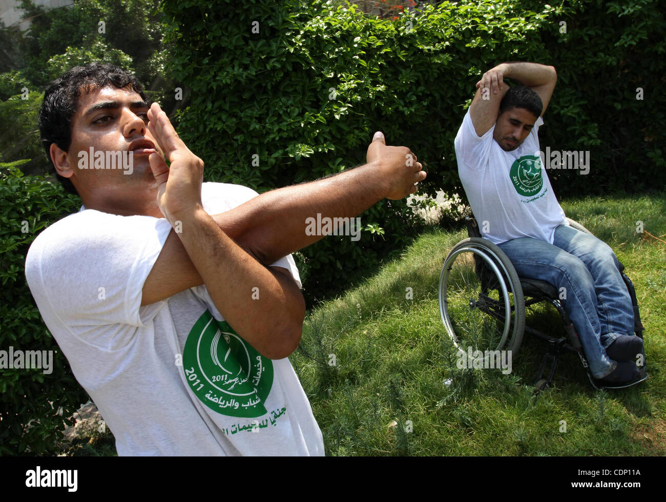 Palestinian members of the Olympic team for the disabled participate in ...