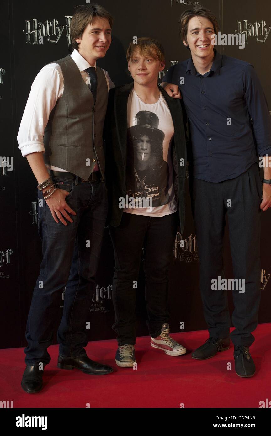 June 27, 2011 - Madrid, Spain - Actors Oliver Phelps, Rupert Grint and ...