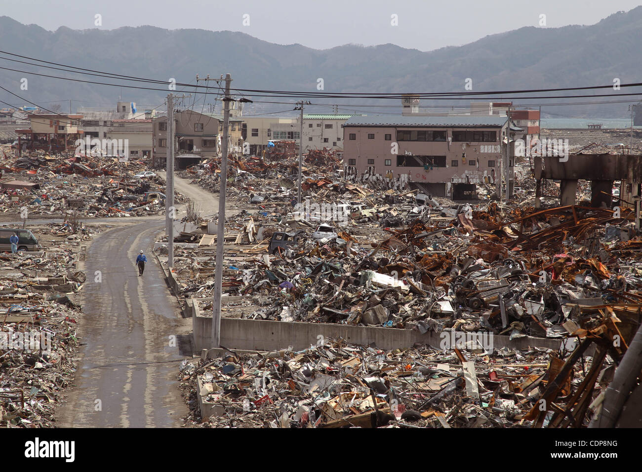 Apr. 25, 2011 - Otsuchi-Cho, Iwate, Japan - Collapsed house by the ...