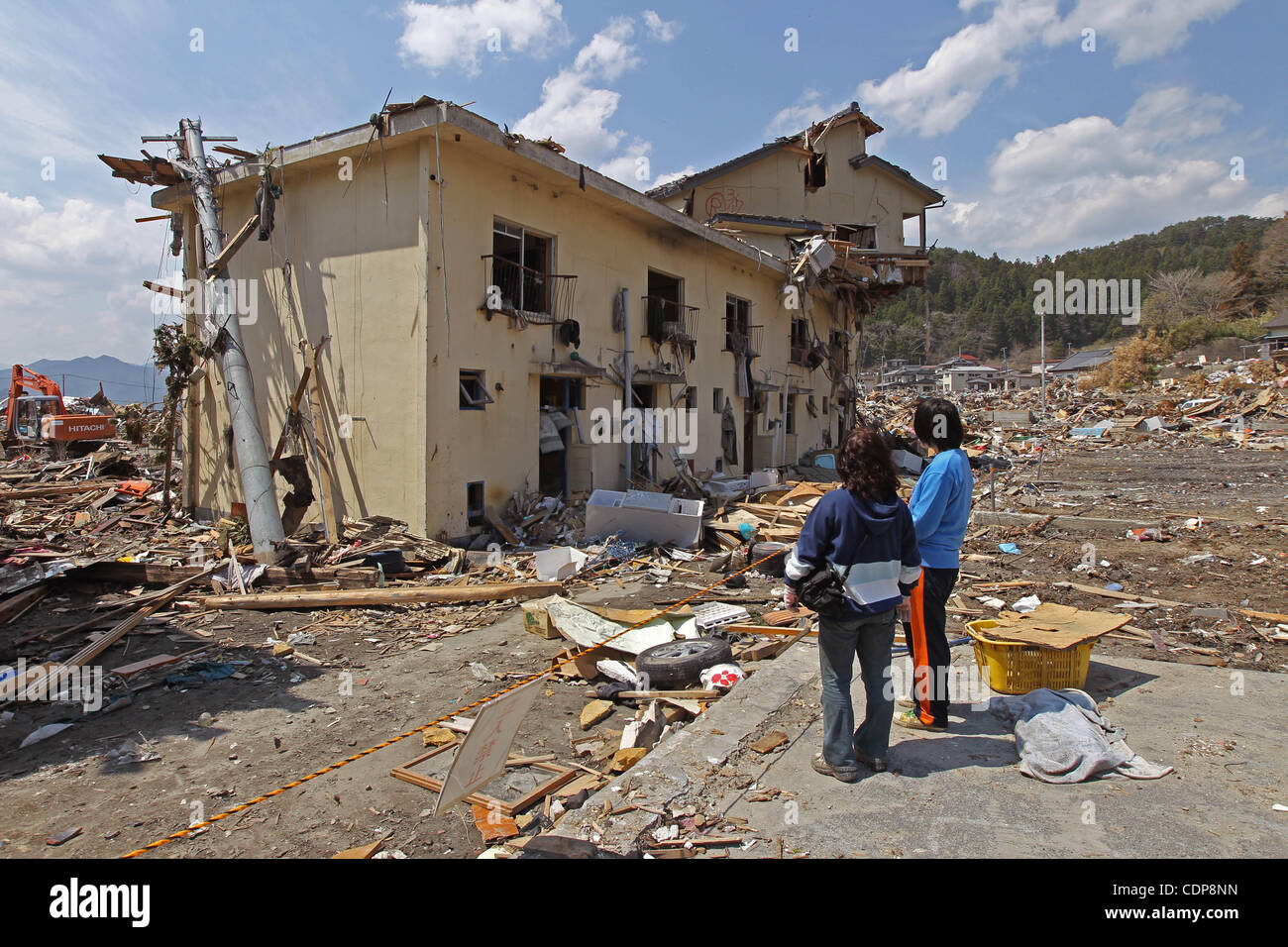 Apr. 25, 2011 - Otsuchi-Cho, Iwate, Japan - Collapsed house by the ...