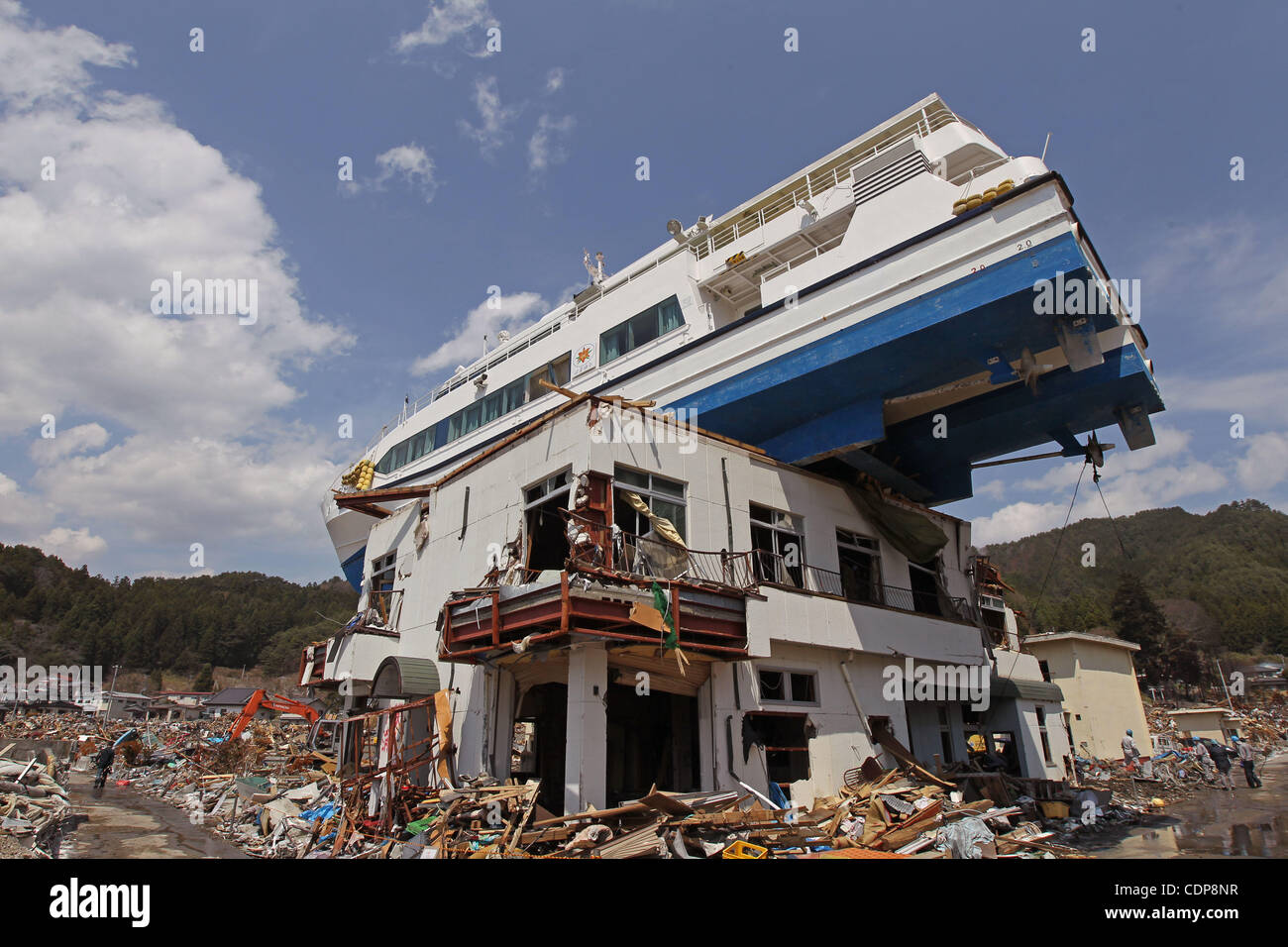 Apr. 25, 2011 - Otsuchi-Cho, Iwate, Japan - Sightseeing ship that has ...