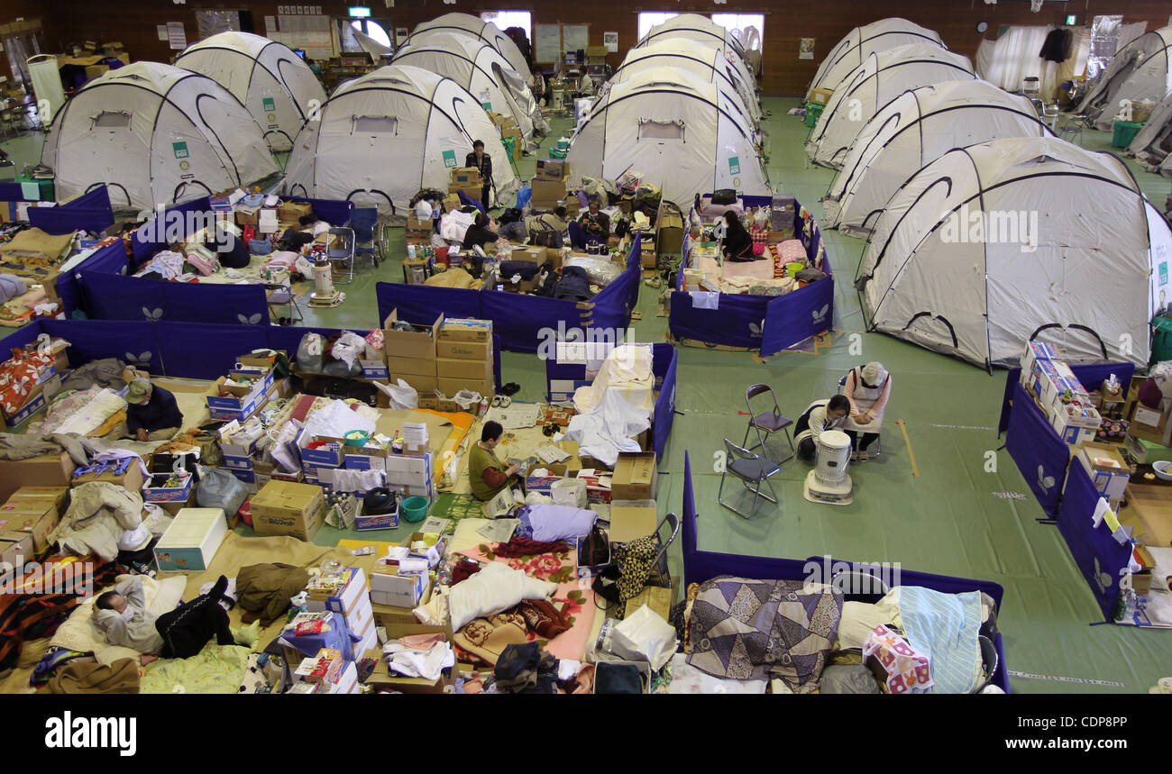 Apr. 26, 2011 - Ofunato, Iwate, Japan - Evacuees of the large ...