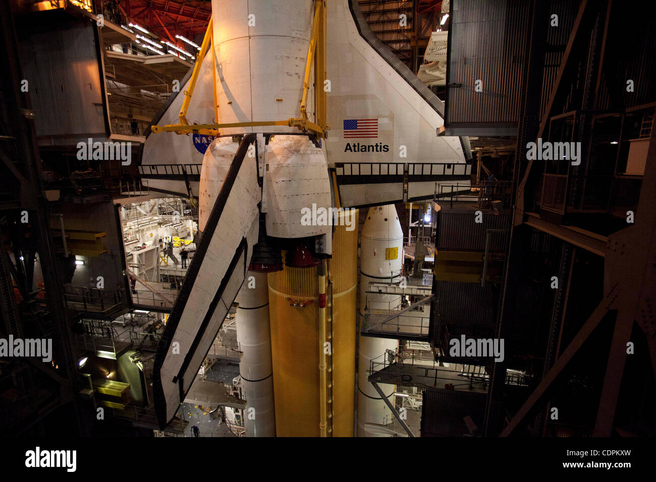 Cape Canaveral, Florida US - The space shuttle Atlantis is lowered in ...