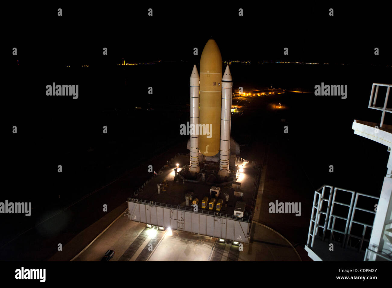 Cape Canaveral, Florida US - Space shuttle Atlantis arrives at Pad 39A in the early hours of ...