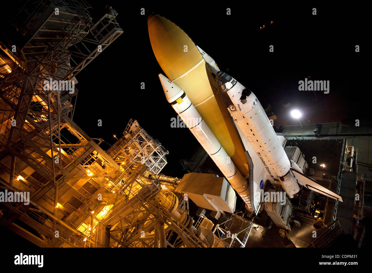Cape Canaveral, Florida US - Space shuttle Atlantis arrives at Pad 39A in the early hours of ...