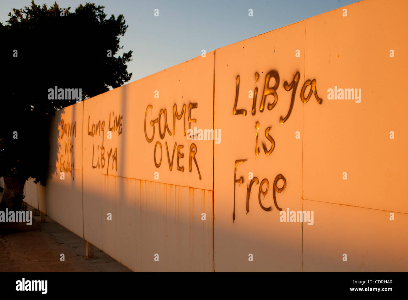 May 21, 2011 - Benghazi, Libya - Graffiti fills areas around and in ...