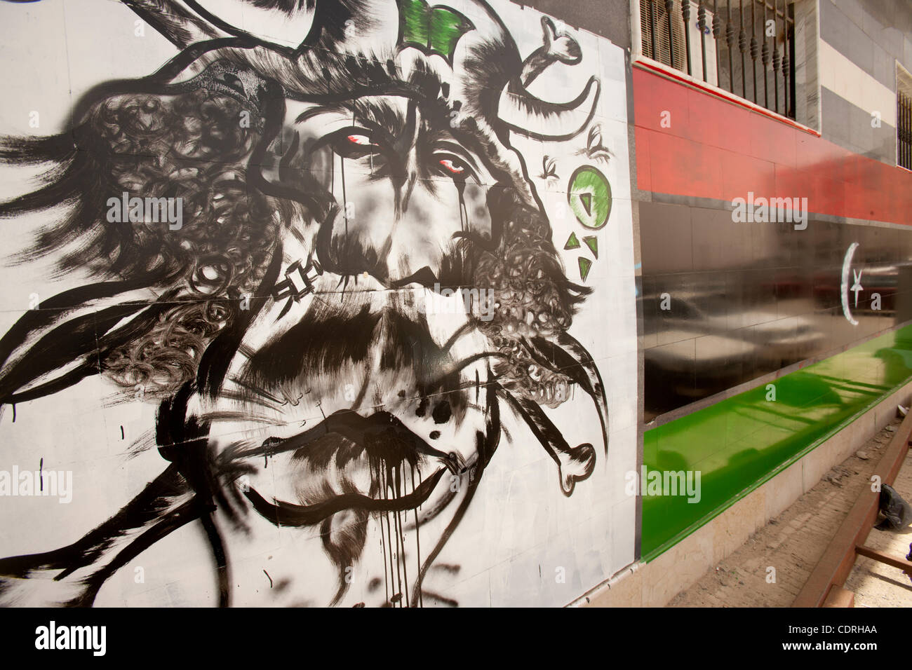 May 21, 2011 - Benghazi, Libya - Graffiti fills areas around and in ...