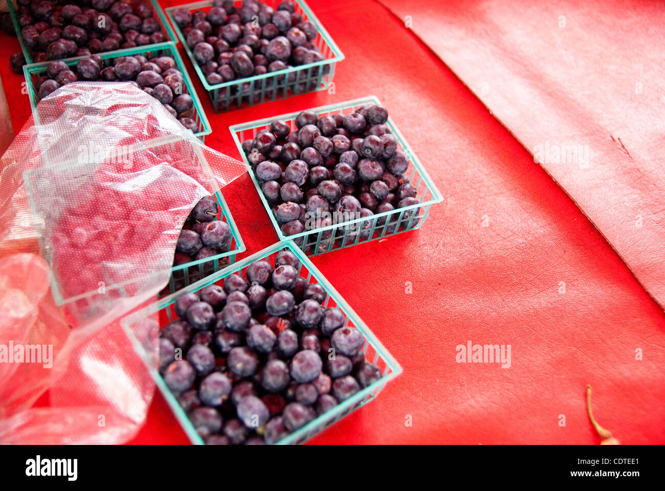 Blueberries at a stand at the San Clemente Farmers Market on May 29 ...