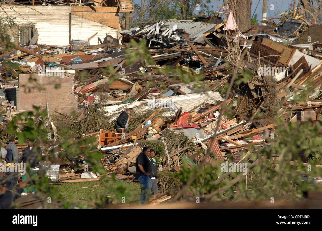 Apr. 28, 2011 - Pratt City, Alabama, U.S. - People stand amidst tornado ...