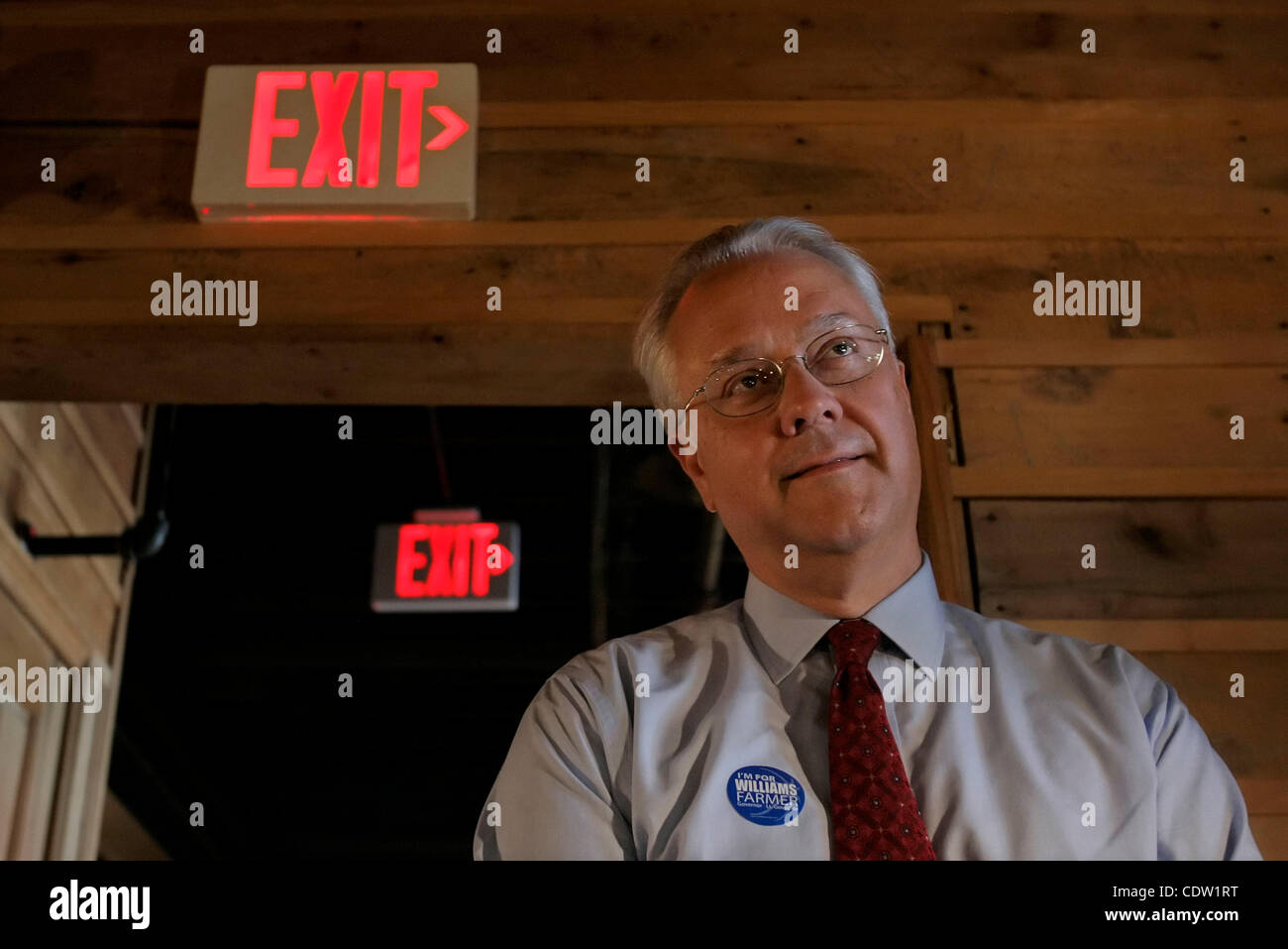 Republican gubernatorial candidate DAVID L. WILLIAMS stands by an "Exit ...