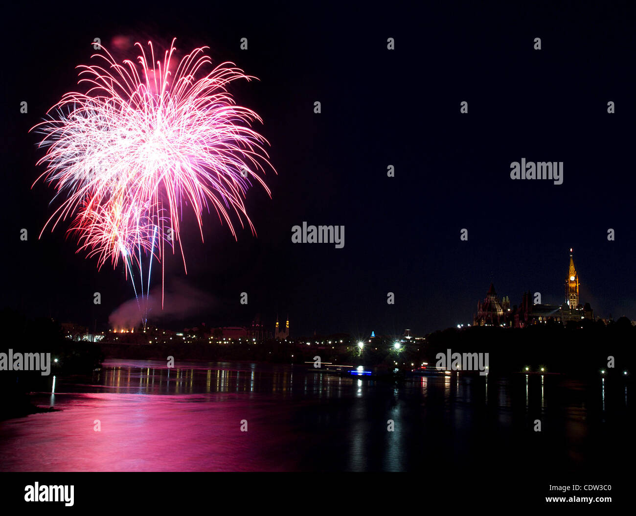 July 1, 2011 - Ottawa, Ontario, Canada - Fireworks explode over River ...