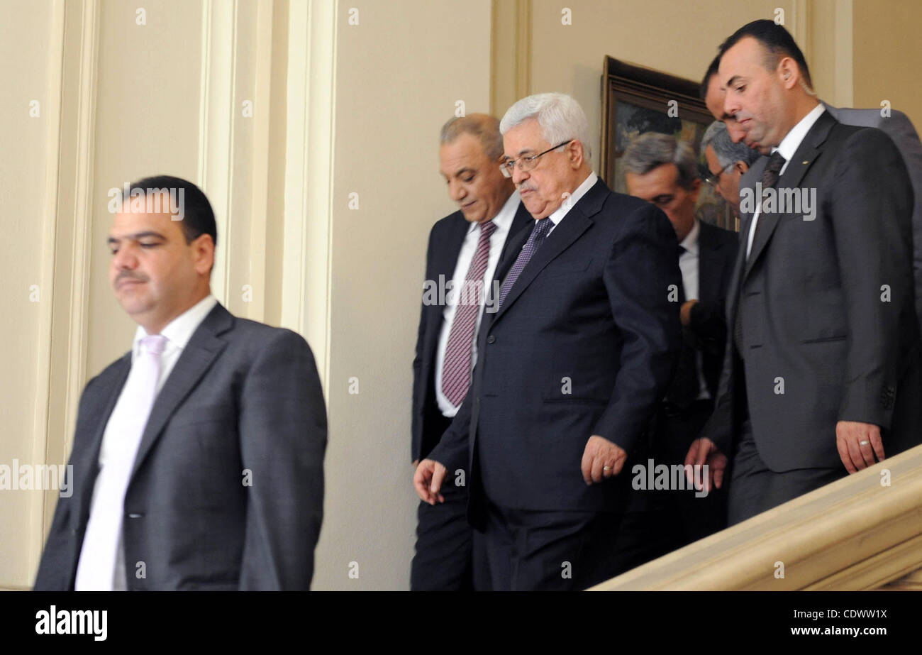 Palestinian President Mahmoud Abbas (Abu Mazen) during a meeting with ...