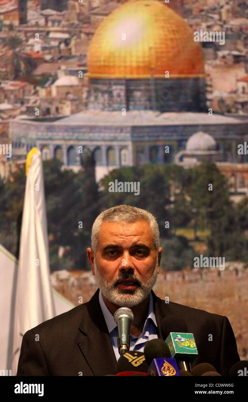 Palestinian prime minister in Gaza Strip, Ismail Haniya attends a ...