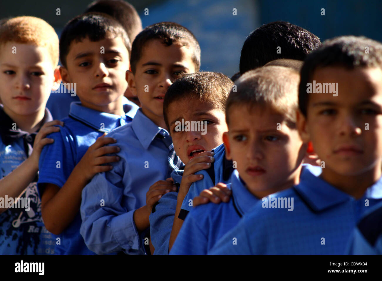 Palestinian students return back to their school in the morning of the ...