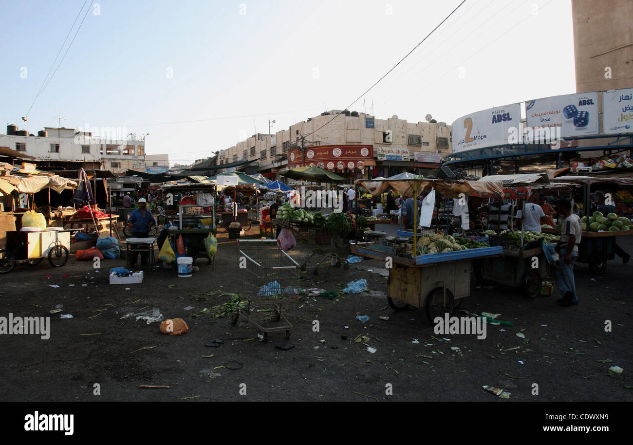 A General view of the city Jenin shows a market in the West Bank city ...