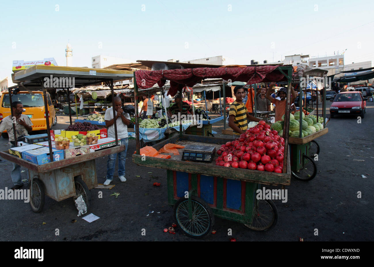 A General view of the city Jenin shows a market in the West Bank city ...