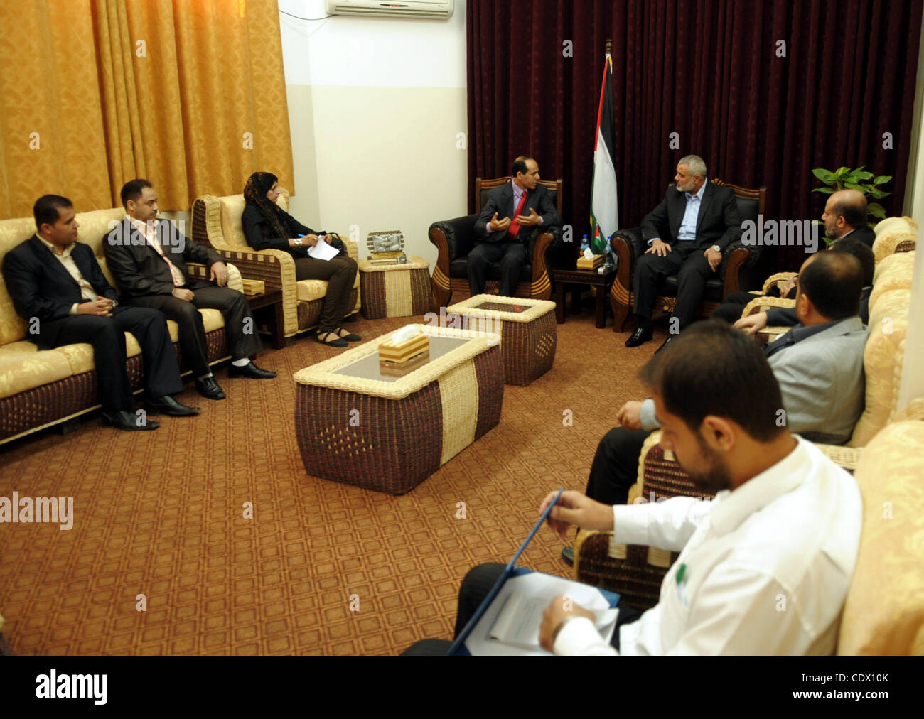 Palestinian prime minister in Gaza Strip, Ismail Haniya meets with the ...