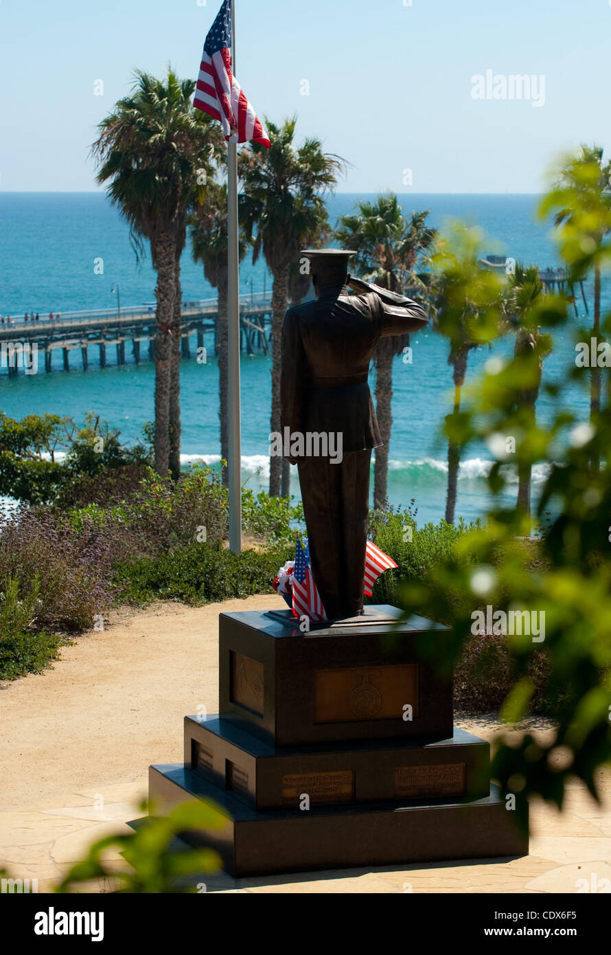 A bronze statue, also known as the Marine Monument, of a saluting US ...