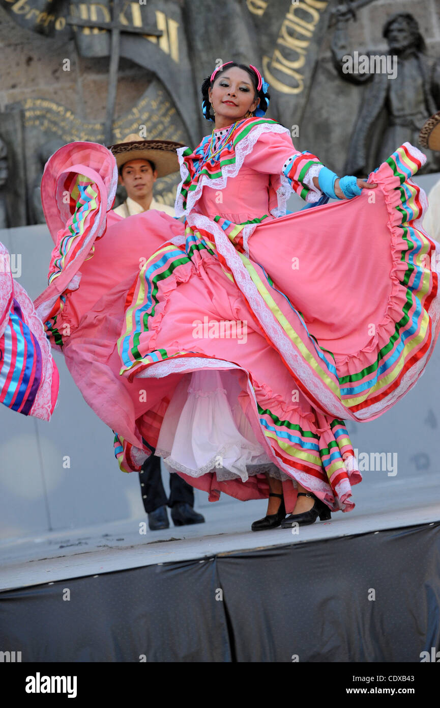 Ballet folklorico dancers perform onstage at Plaza Fundadores in ...
