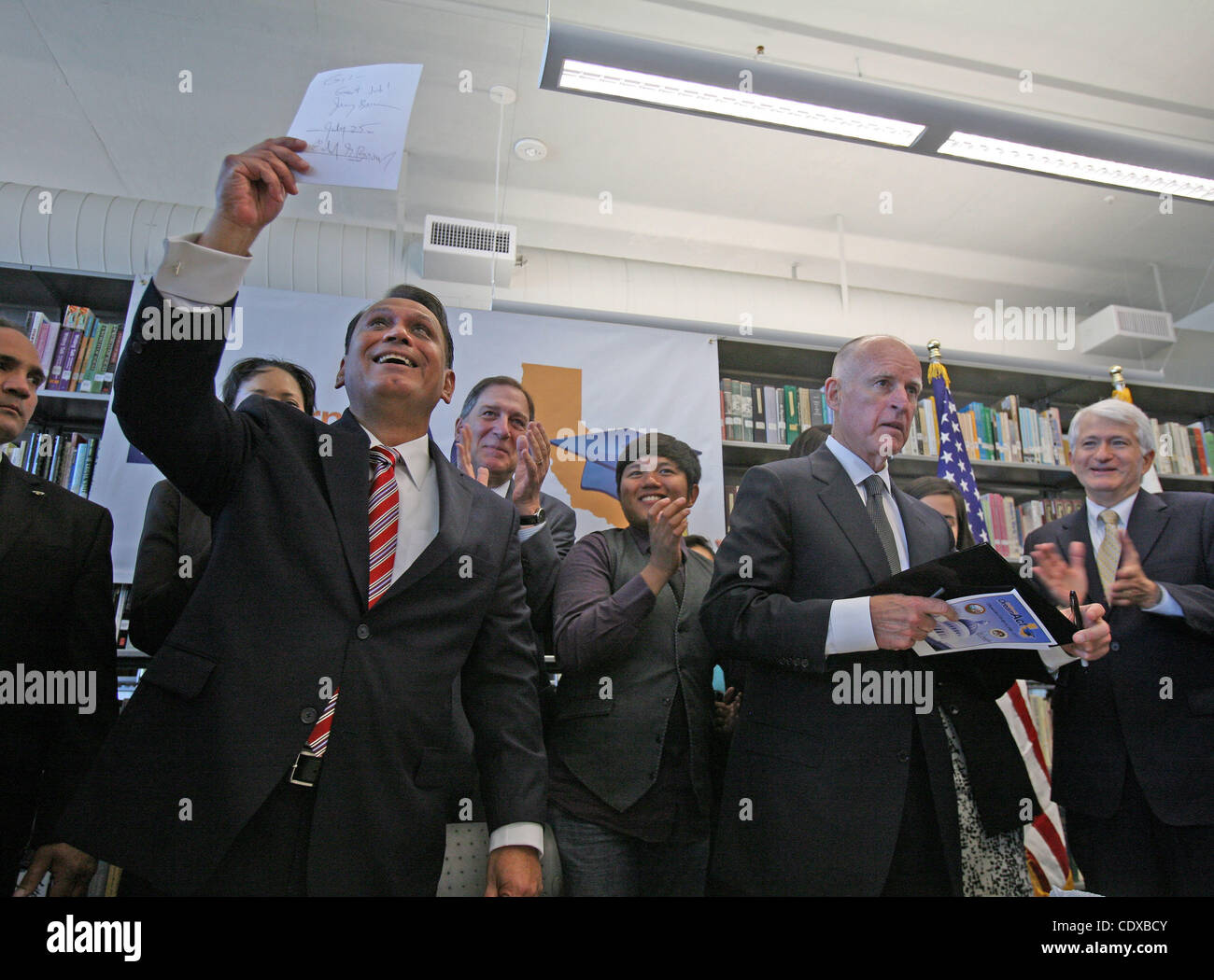 Assemblyman Gilbert Cedillo celebrates after California Gov. Jerry ...