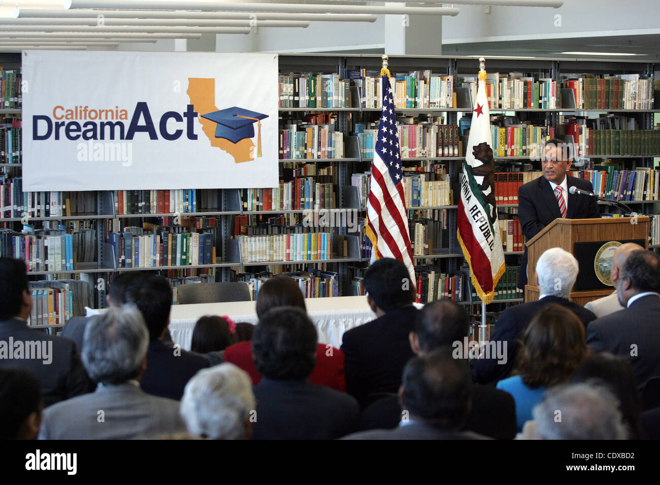 Assemblyman Gilbert Cedillo speaks before California Gov. Jerry Brown ...