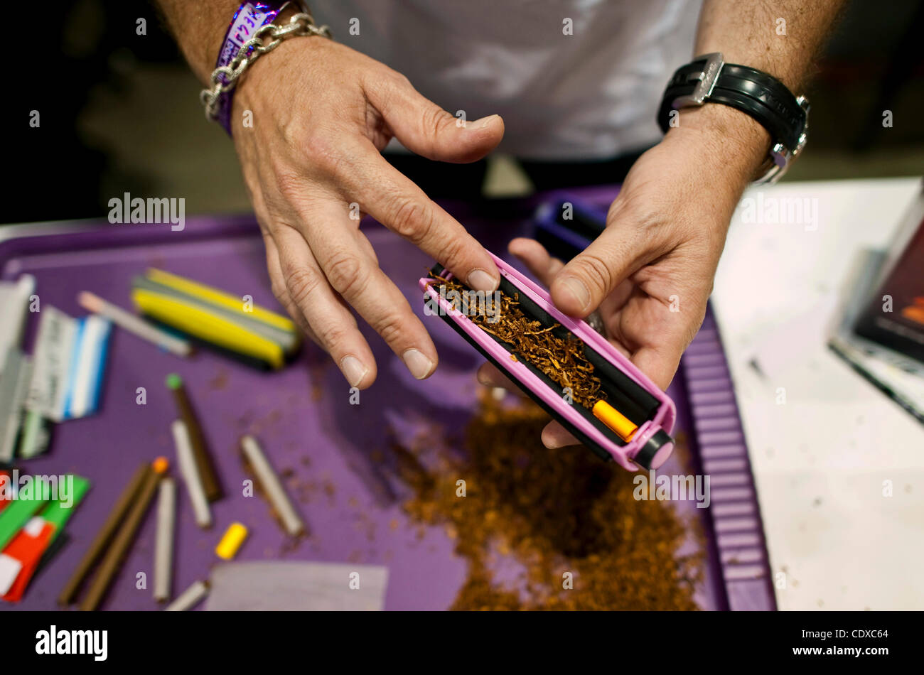 Aug. 27, 2011 - Los Angeles, California, USA - A rolling machine is ...