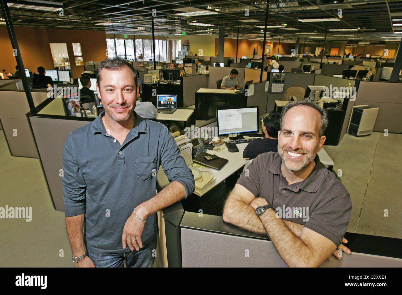 Sean Spector (L), GameFly co-founder, and David Hodess, GameFly CEO ...
